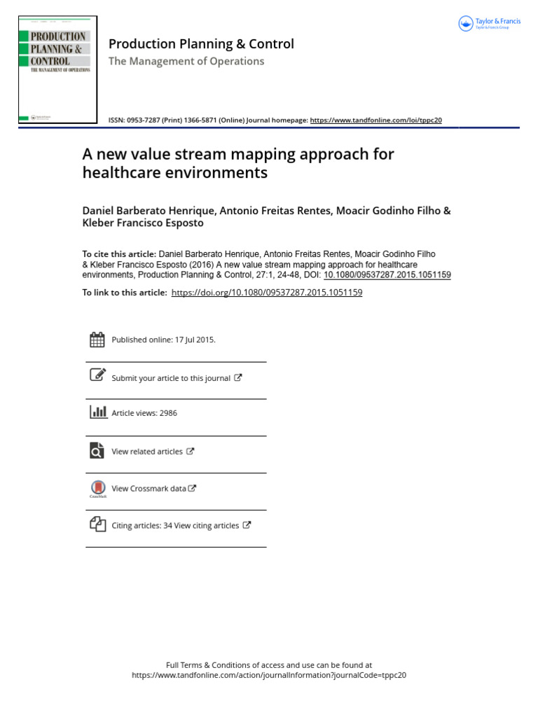 A New Value Stream Mapping Approach For Healthcare Environments | PDF ...
