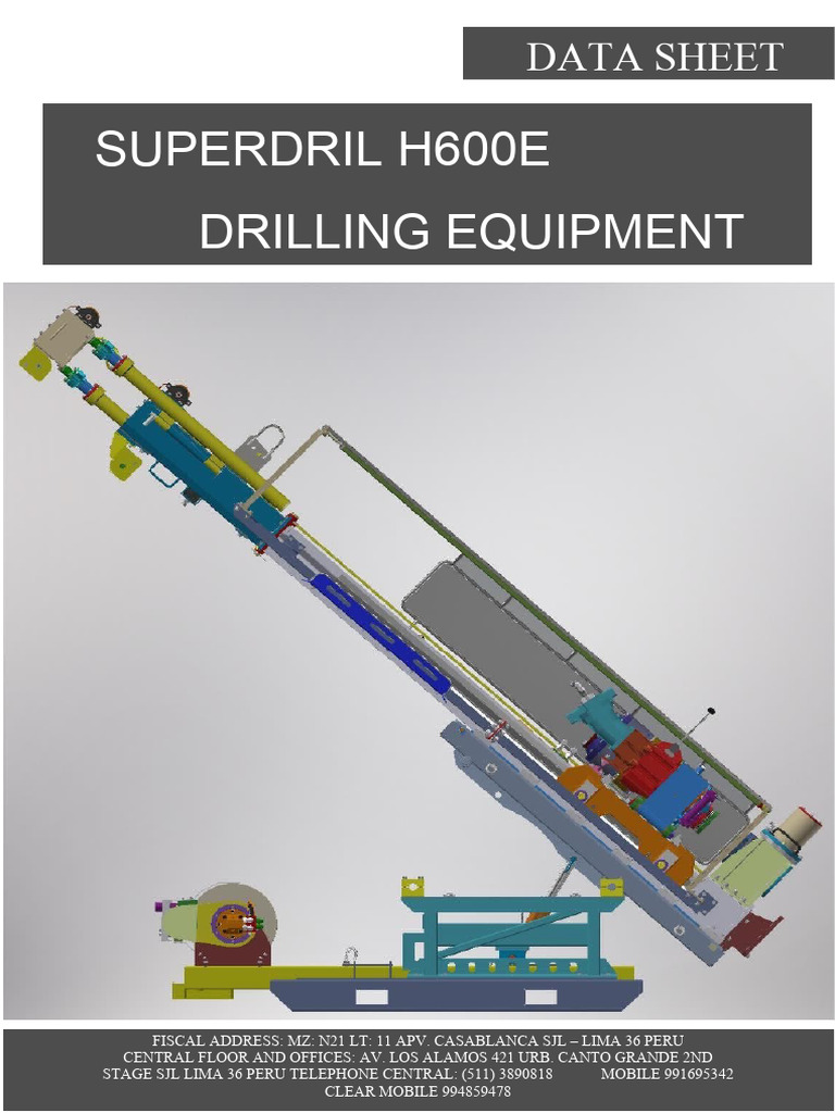 Diamantina Superdrill H600e Equipment Technical Sheet. | PDF | Pump | Mechanical Engineering