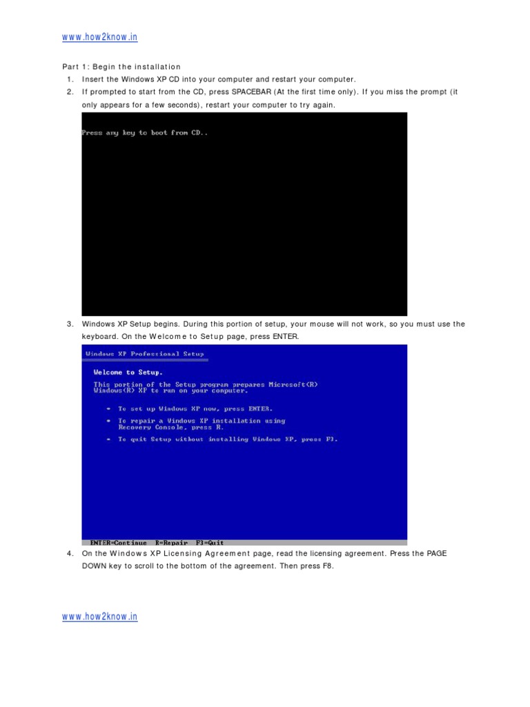 XP Installation Guide | PDF | Microsoft Windows | Installation ...