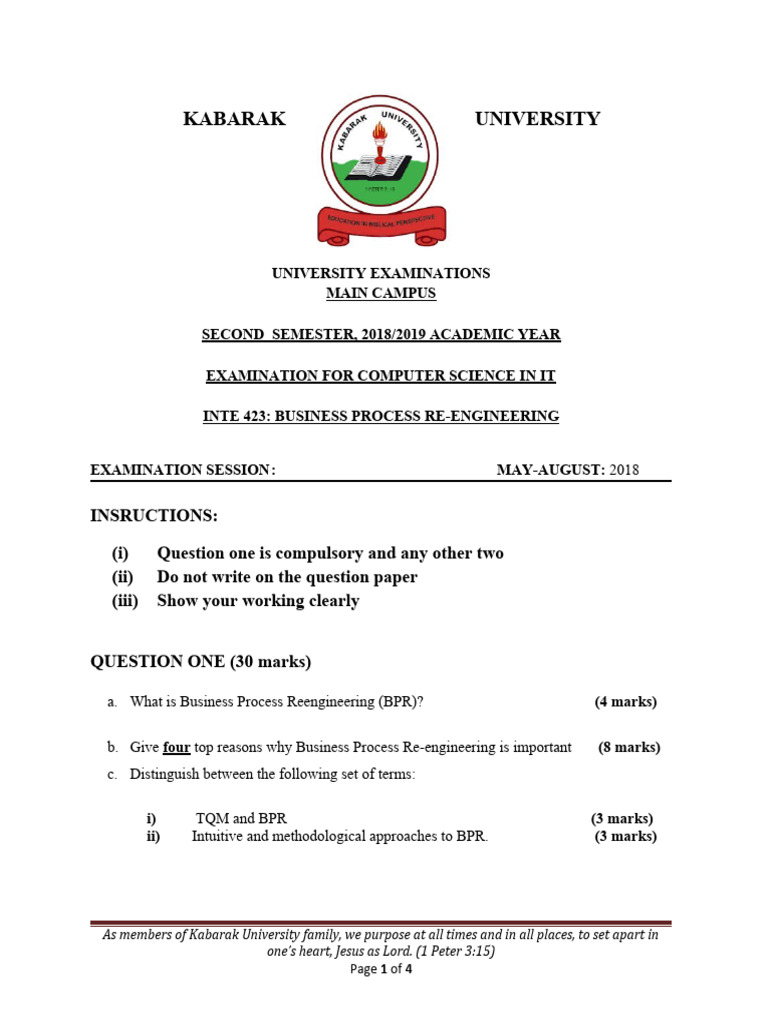 Inte 423 Business Process Re-Engineering | PDF | Business | Business Economics