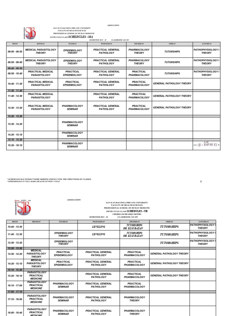 5th Cycle Schedule - Tues - TB - 5 | PDF | Pathology | Life Sciences
