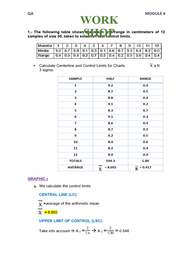 Quality Control - Module 4 | PDF | Mean | Standard Deviation