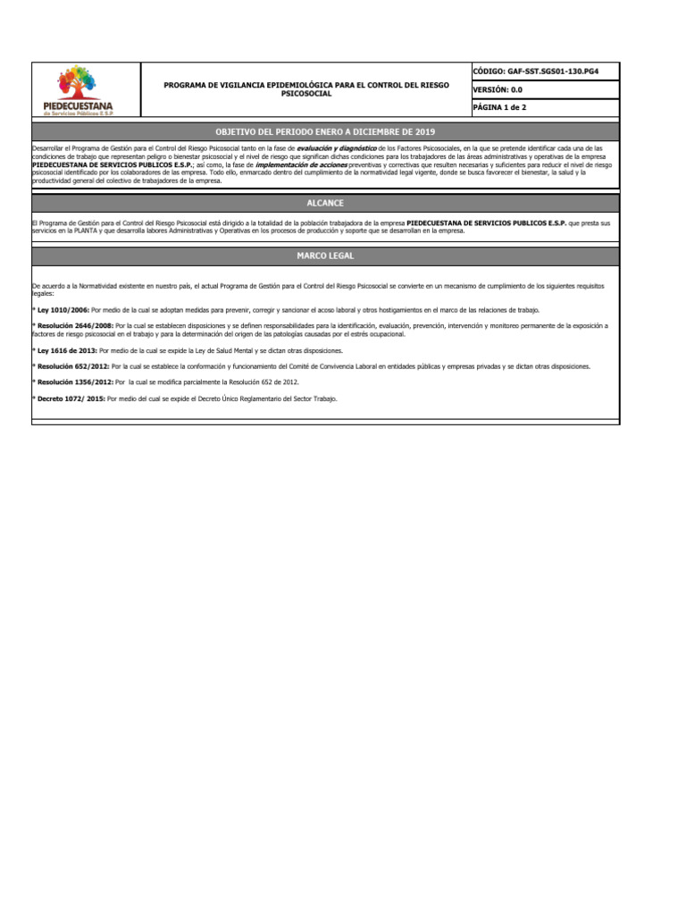 Pg4 Pve Riesgo Psicosocial | PDF | Estrés (biología) | Business