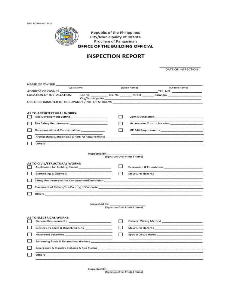 Inspection Report | PDF | Elevator | Civil Engineering