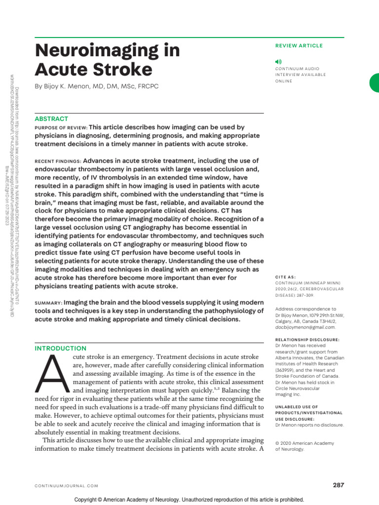Neuroimaging in Acute Stroke.6 | PDF | Stroke | Medical Imaging