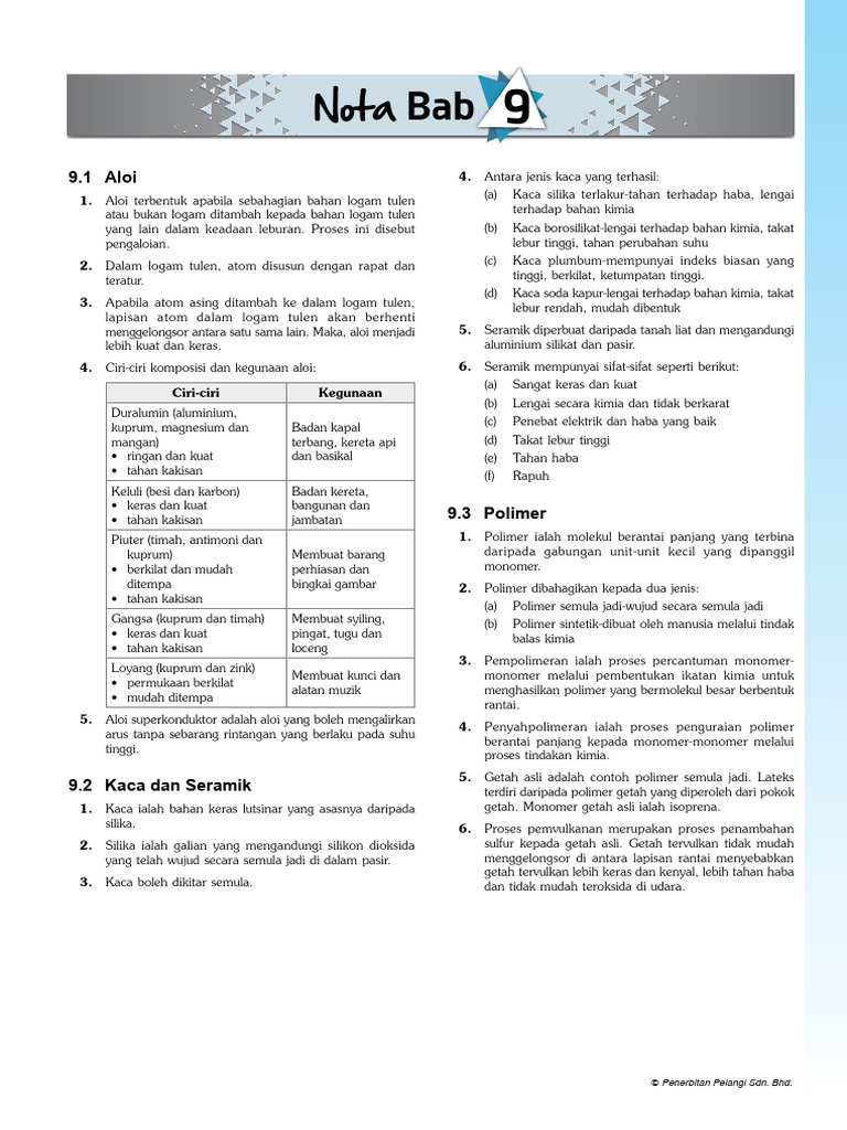 Nota Ringkas Bab 9 | PDF