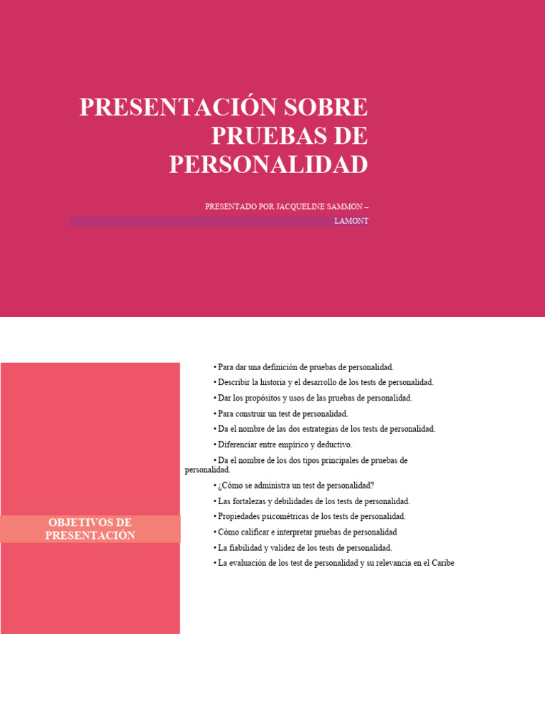 Presentación Sobre Pruebas de Personalidad | PDF | Validez ...