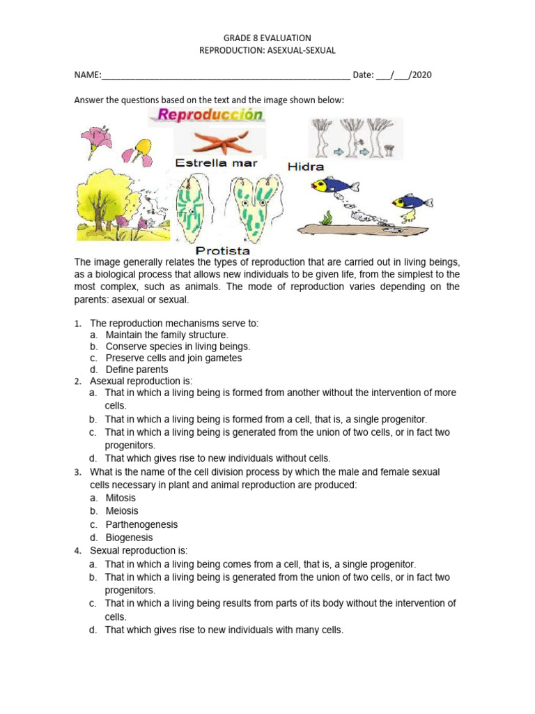 Question Bank Grade 8 | PDF | Sexual Reproduction | Reproduction