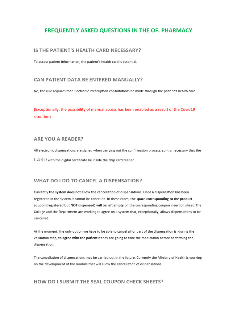 Frequently Asked Questions | PDF | Medical Prescription | Pharmacy