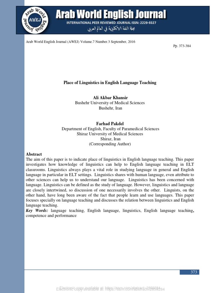 Place of Linguistics in English Language Teaching | PDF | Linguistics | Grammar