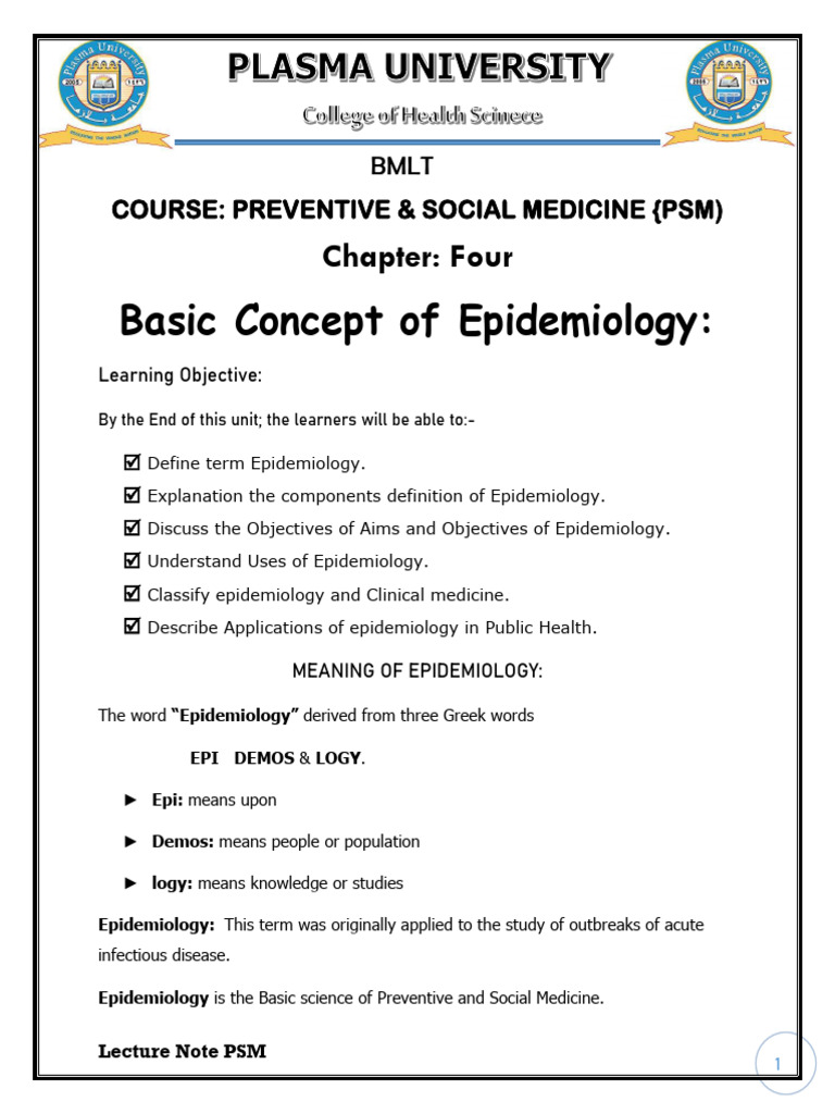Ch4 Basic Concept of Epidemiology | PDF | Epidemiology | Public Health