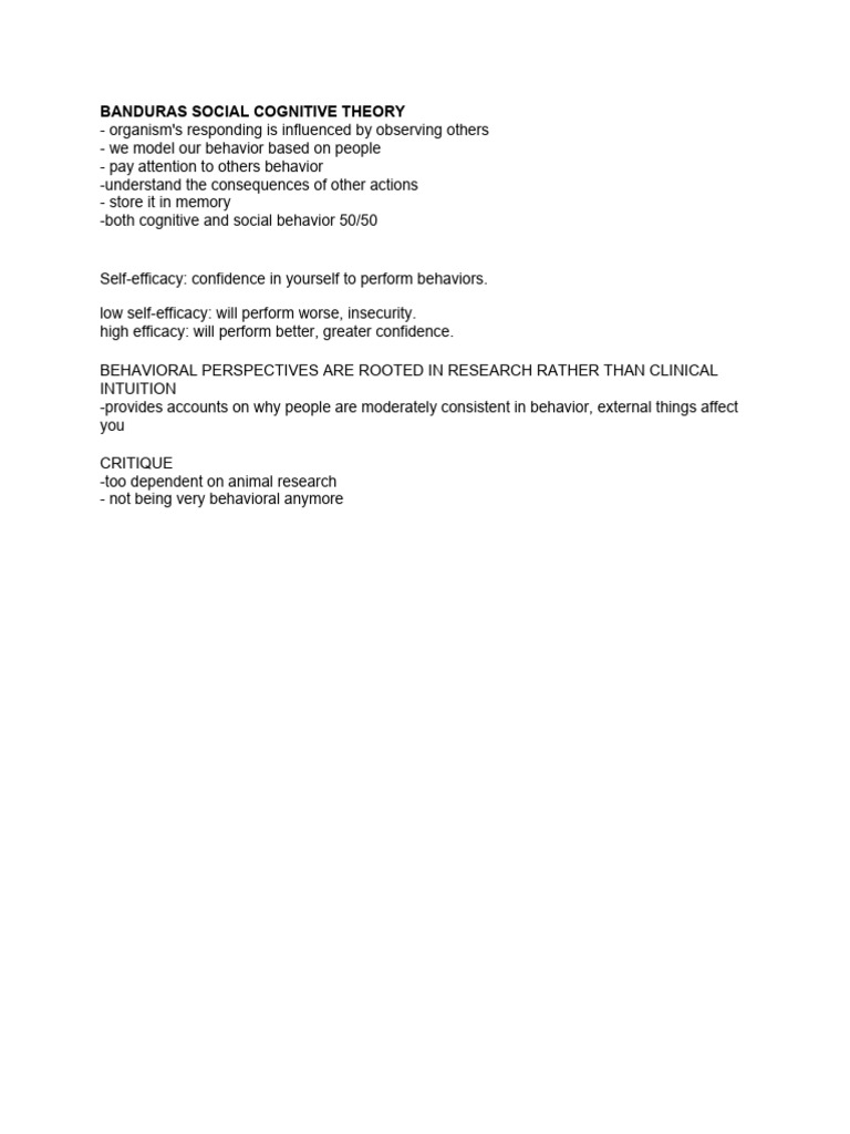 Banduras Social Cognitive Theory | PDF
