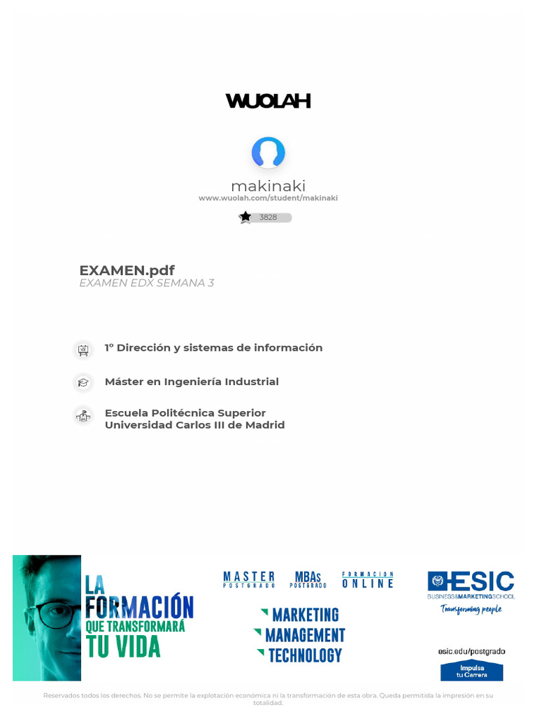 Examen Dirección y Sistemas UC3M | PDF
