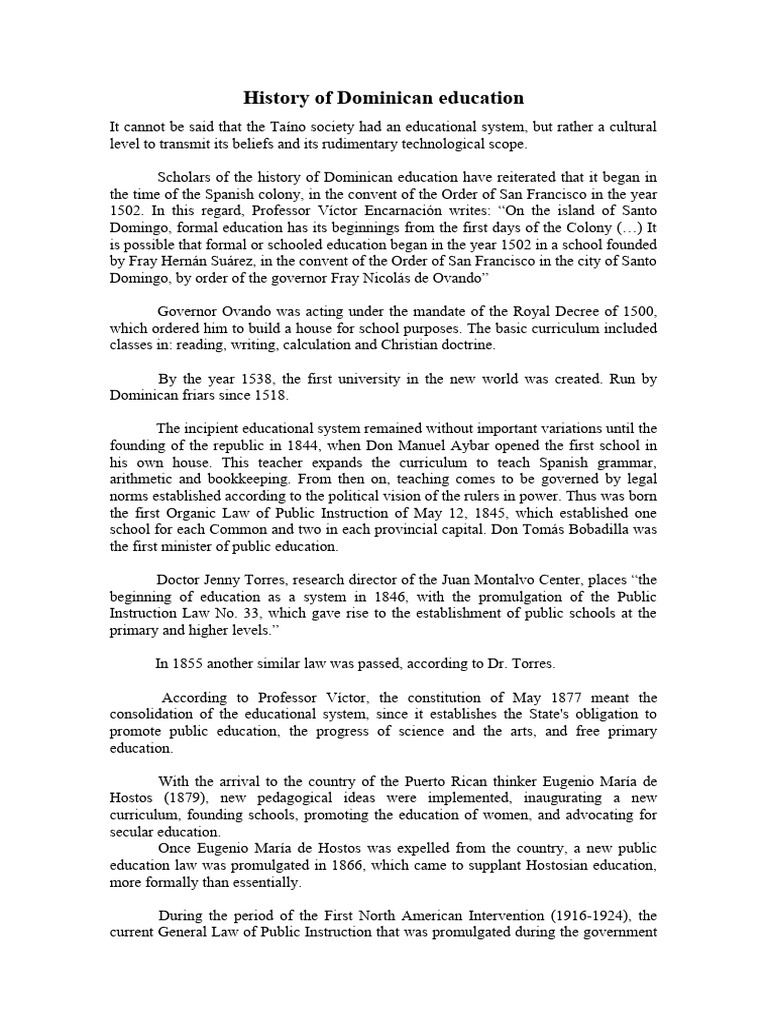 Dominican Education Evolution | PDF | Dominican Republic | Curriculum