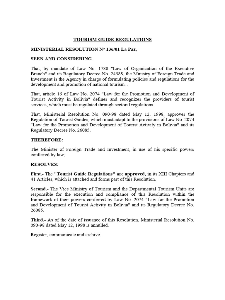 Tourist Guide Regulations | PDF | Tourism | Statute Of Limitations