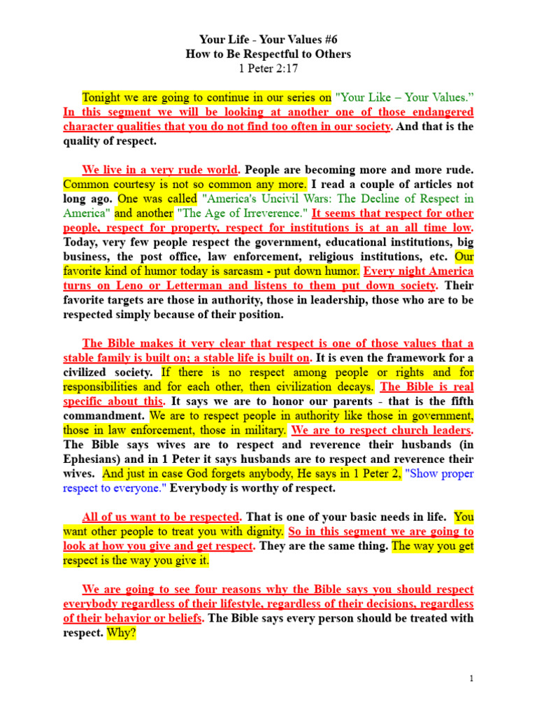 How to Show Respect to Others | PDF | Love | Jesus