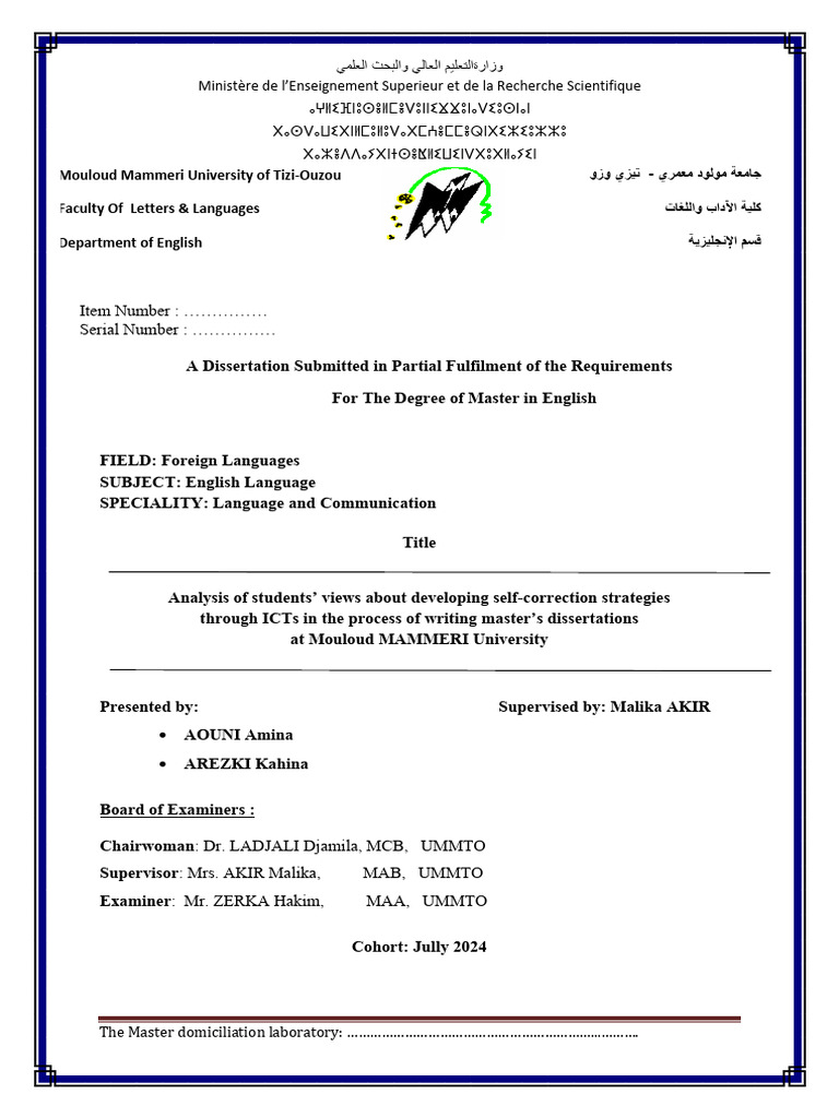 Mémoire Self-Correction Startegies | PDF | Educational Technology ...