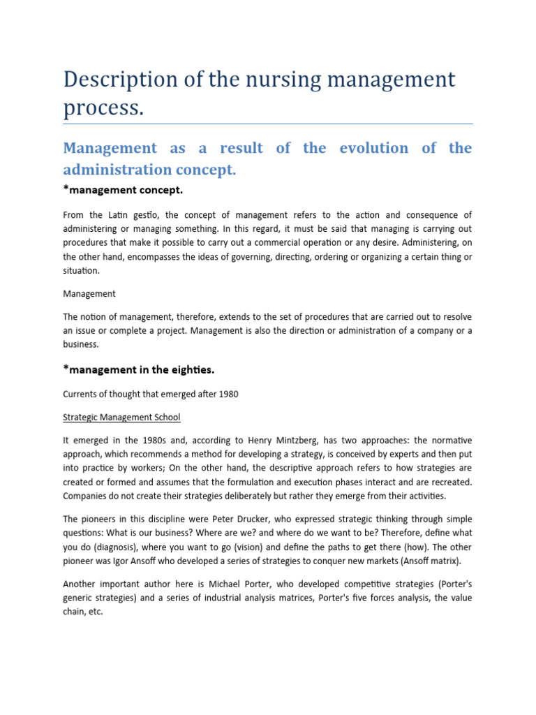 Description of The Nursing Management Process | PDF | Nursing ...
