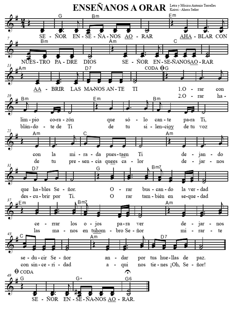 ENSEÑANOS A ORAR Partitura PDF | PDF