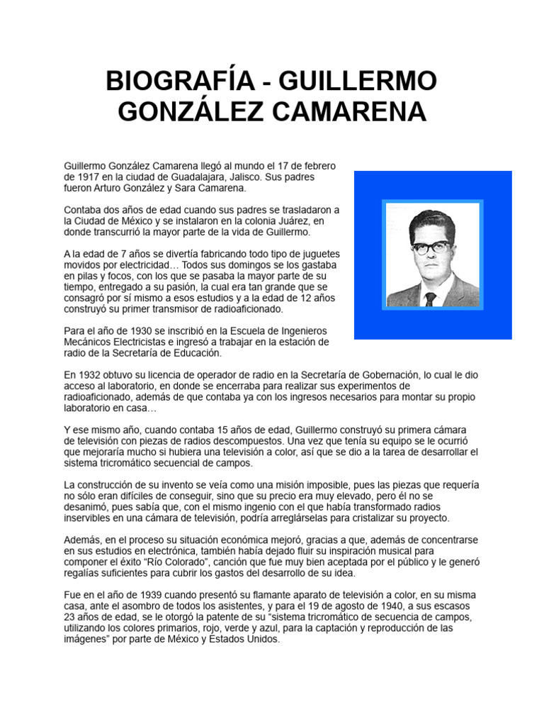 Biografia - Guillermo Gonzalez Camarenaa | PDF | Televisión | México