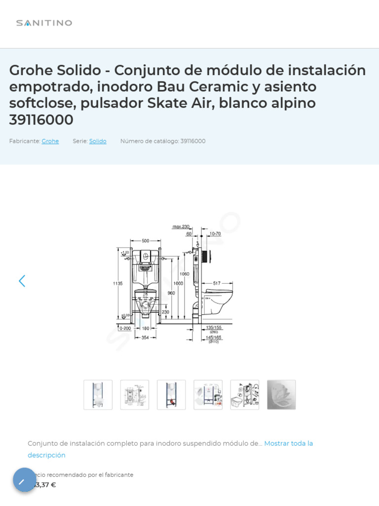 Grohe Solido - Conjunto de Módulo de Instalación Empotrado, Inodoro Bau ...