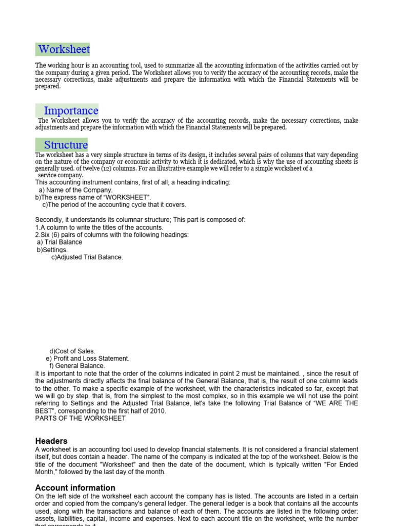 Worksheet | PDF | Debits And Credits | Expense