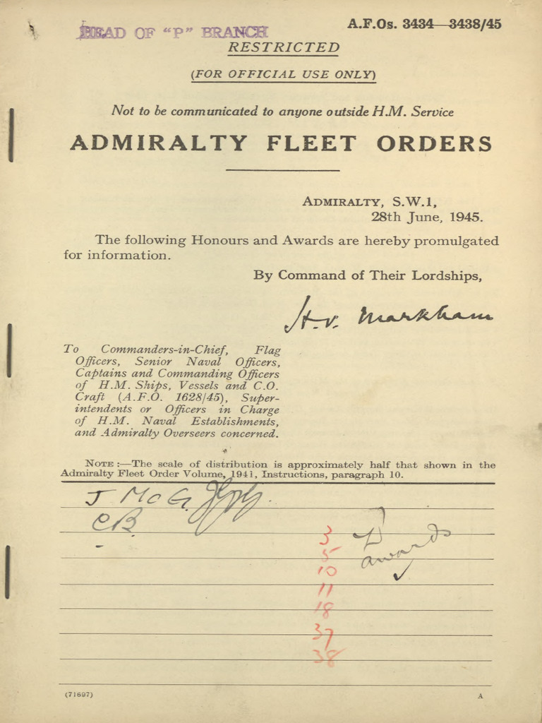 Admiralty Fleet Orders | PDF | Military Organization | Military Of The ...
