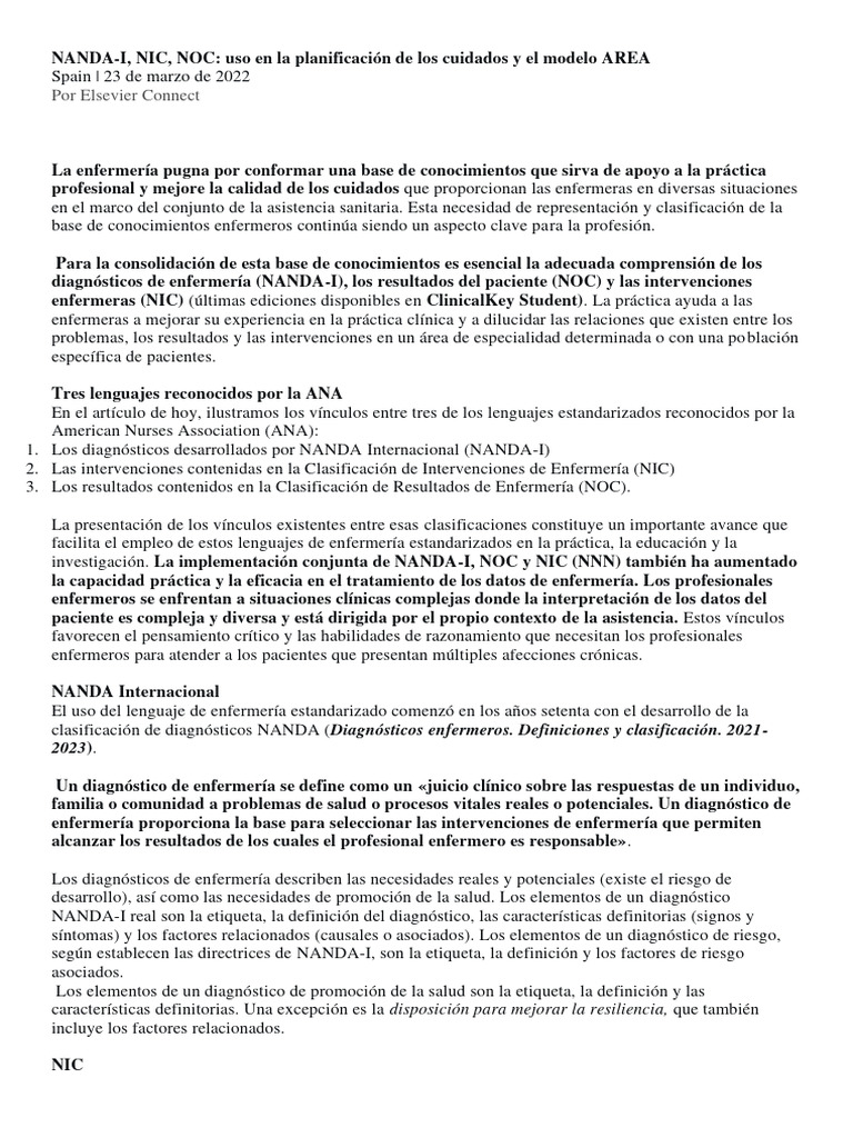 NANDA Conceptos Claves | PDF | Enfermería | Diagnostico medico