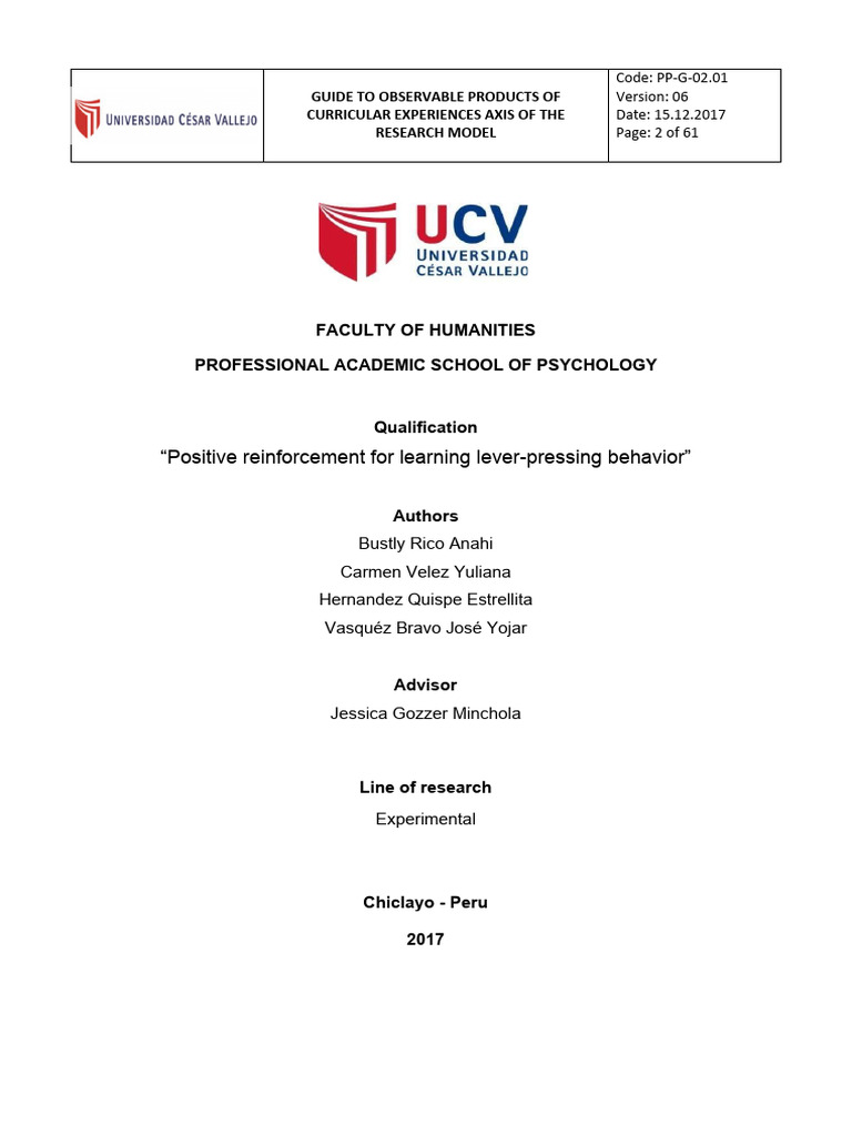 Experimental Psychology Thesis | PDF | Reinforcement | Behavioural Sciences