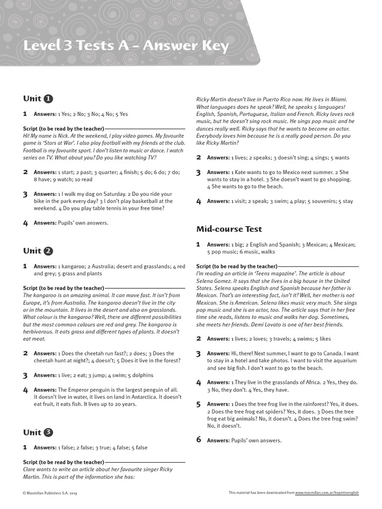 HIE3-Tests Answer Key | PDF