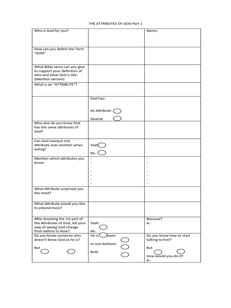 Attributes of God Quiz | PDF | God | Creator Deity