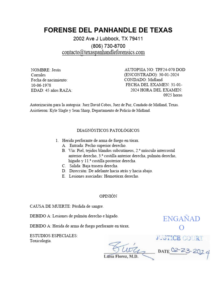 Autopsia Completa de Dan Corrales | PDF | Anatomía