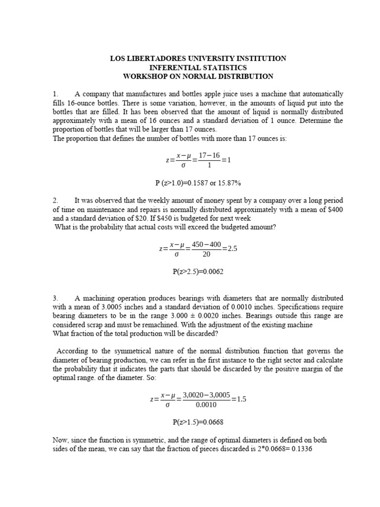 Normal Distribution Workshop Insights | PDF | Normal Distribution ...