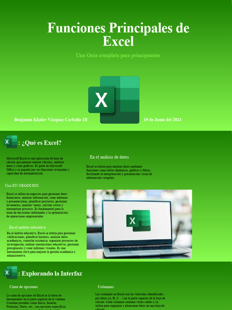 Funciones Pricipales de Excel | PDF | Microsoft Excel | Hoja de cálculo