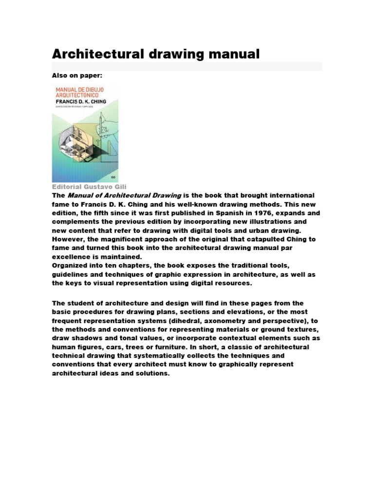 Architectural Drawing Manual | PDF