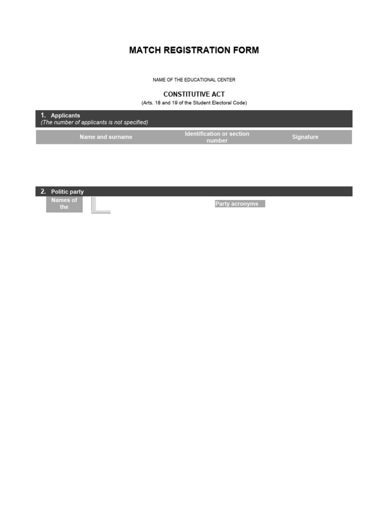 Party Registration Form | PDF | Voting | Identity Document