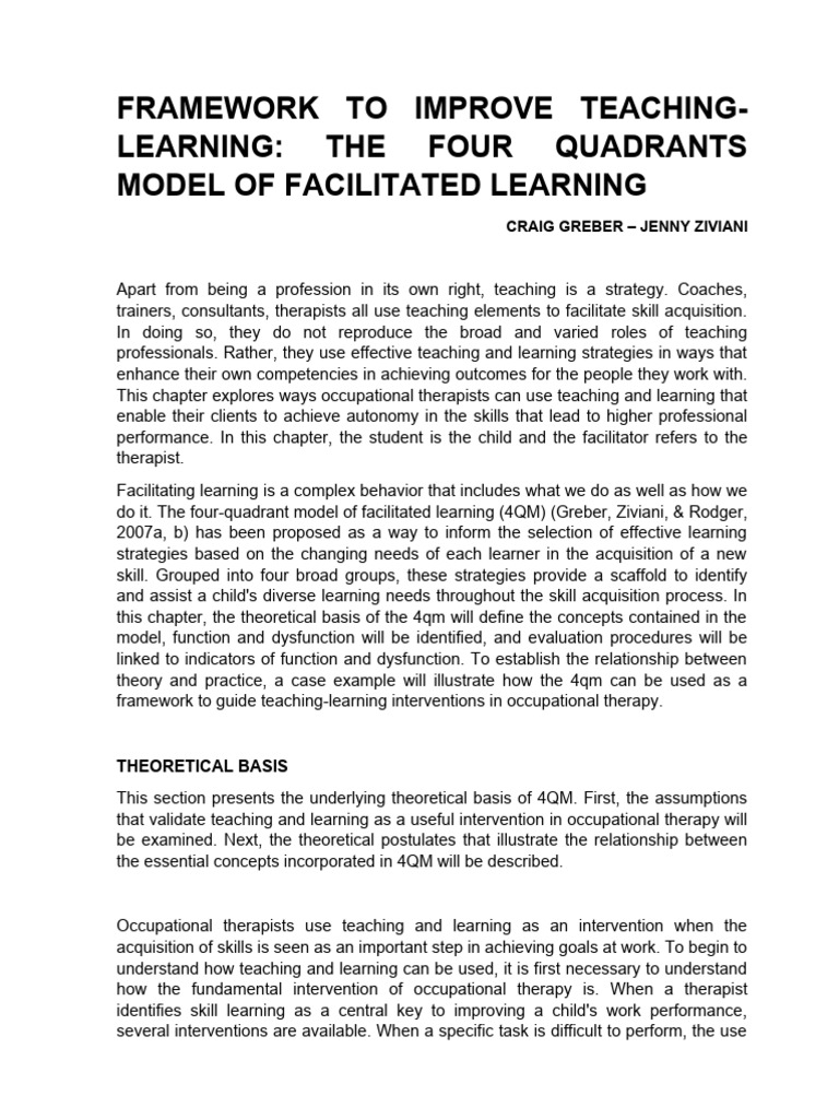 Four Quadrants of Facilitated Learning | PDF | Learning | Occupational ...