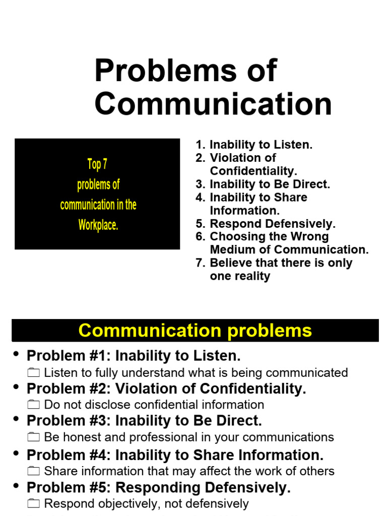 Workshop The 7 Main Communication Problems in The Workplace | PDF ...