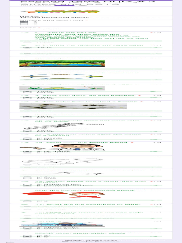 Second Term Quiz # 2 in English Grade 1 Girls and Boys | Download Free ...