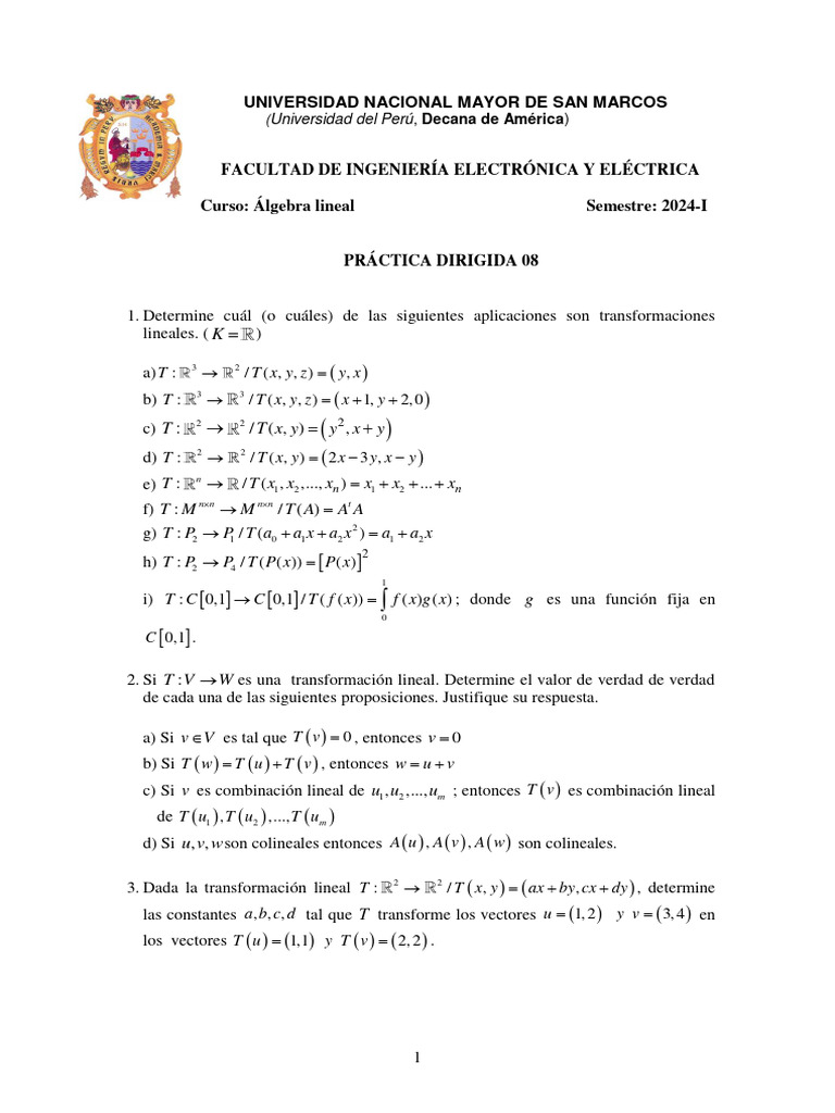 Practica 8-FIIE | PDF | Espacio vectorial | Mapa lineal