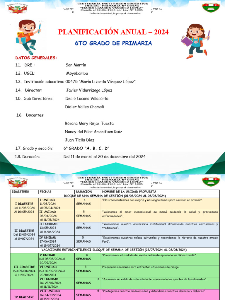 PLANIFICACIÓN ANUAL-6° Grado - 2023 | PDF | Números | Decimal