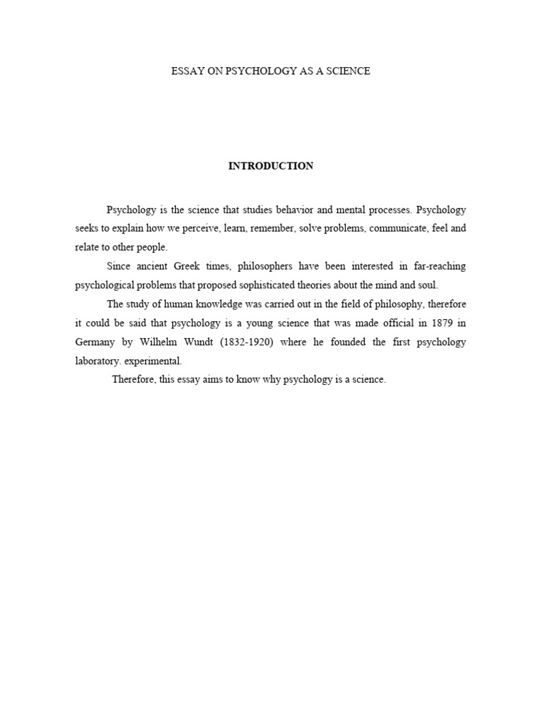 Psychology As Science (Essay) | PDF | Psychology | Science
