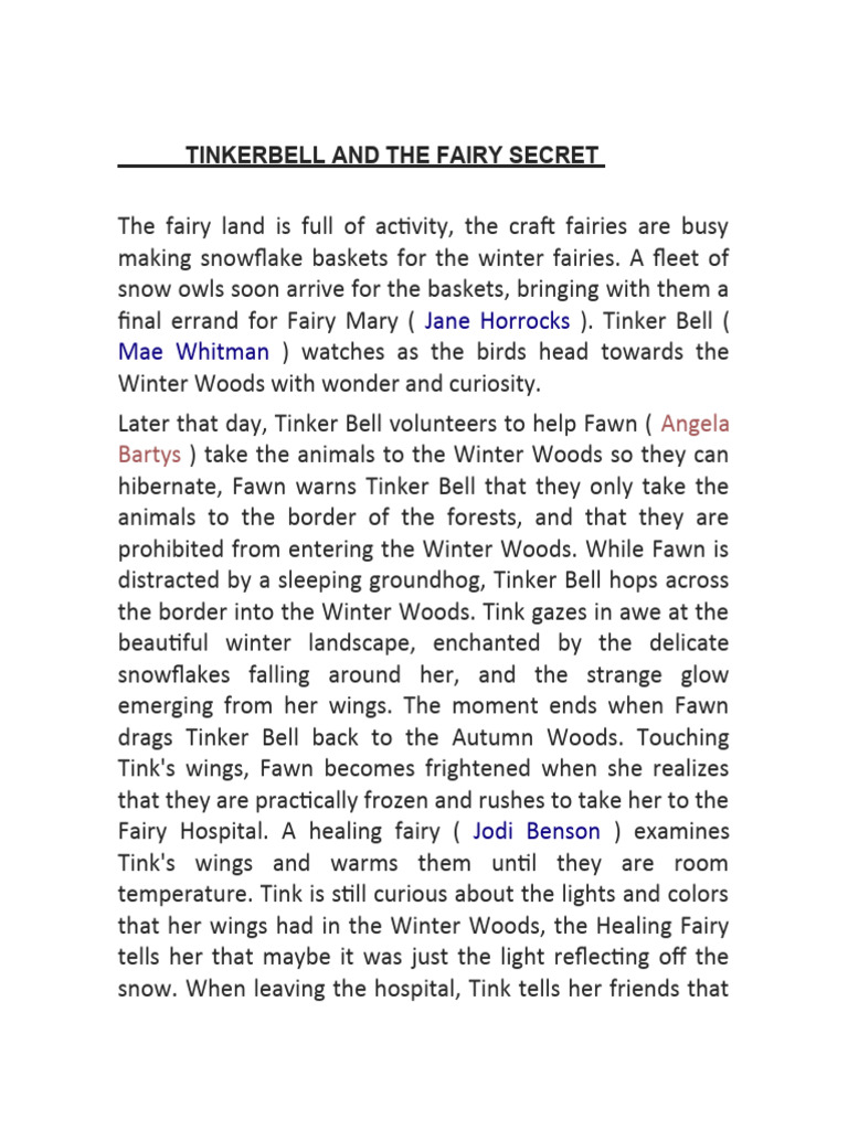 Tinkerbell and The Fairy Secret | PDF | Fairies