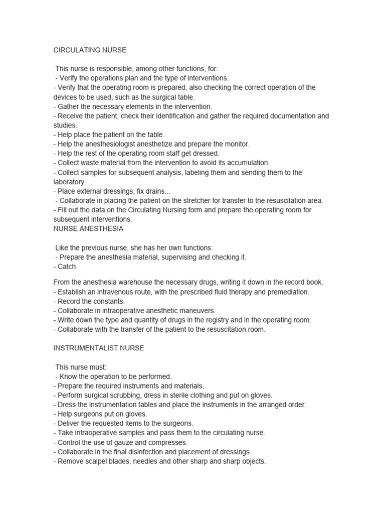 Circulating Nurse | PDF | Childbirth | Surgery