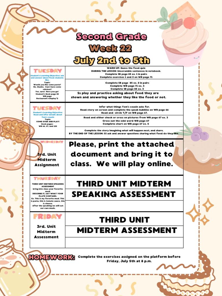 2nd Grade WG W24 July 2nd To 5th, 2024 | PDF