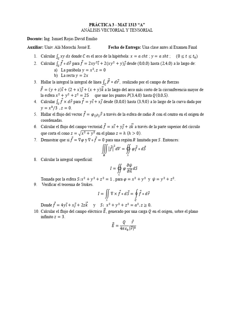 Integrales y Flujos en Análisis Vectorial | PDF | Integral | Vector Euclidiano