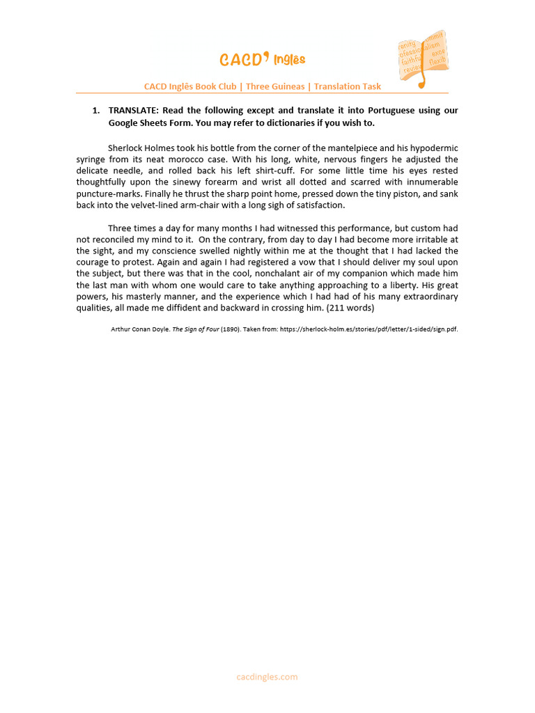 The SignofFour - TranslationTask | PDF | Arthur Conan Doyle Characters