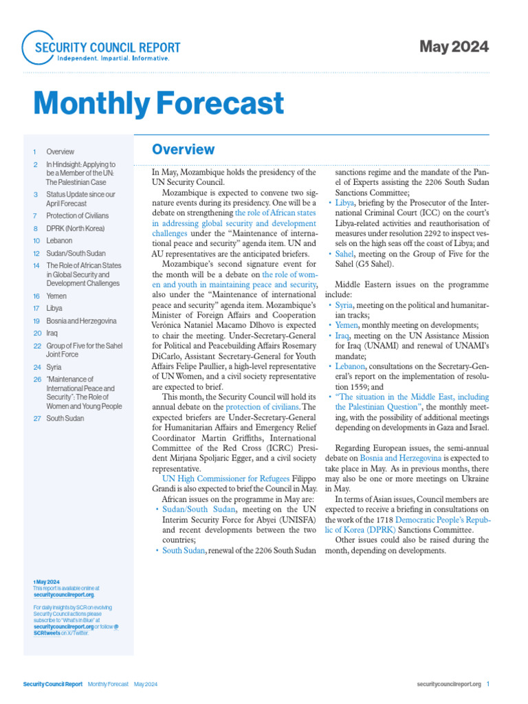 2024 05 Forecast | PDF | World Politics | State Of Palestine