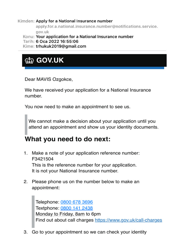 Your Application For A National Insurance Number | PDF | Pandemic
