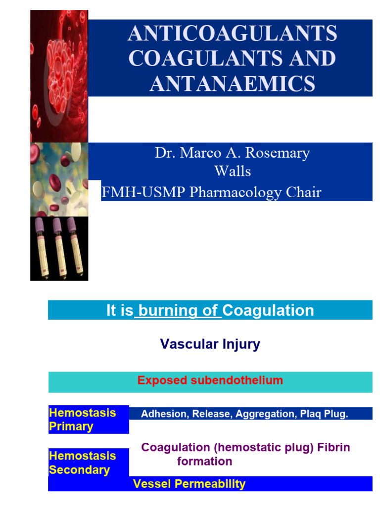 Pharmacology - Coagulants, Anticoagulants and Antianemics | PDF | Coagulation | Thrombus
